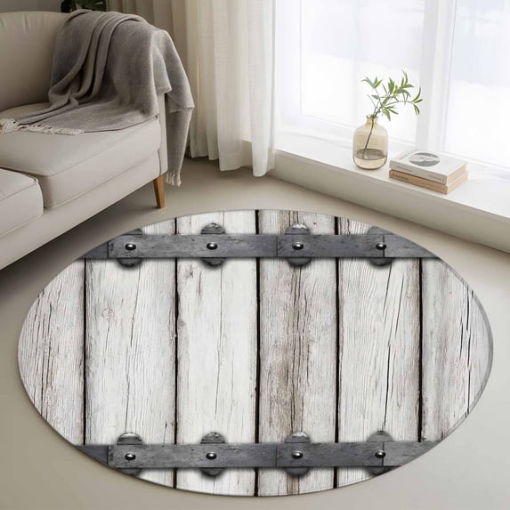 Round Rugs 3 Ft, Farmhouse Rustic Non Slip Area Rugs for Kitchen ...