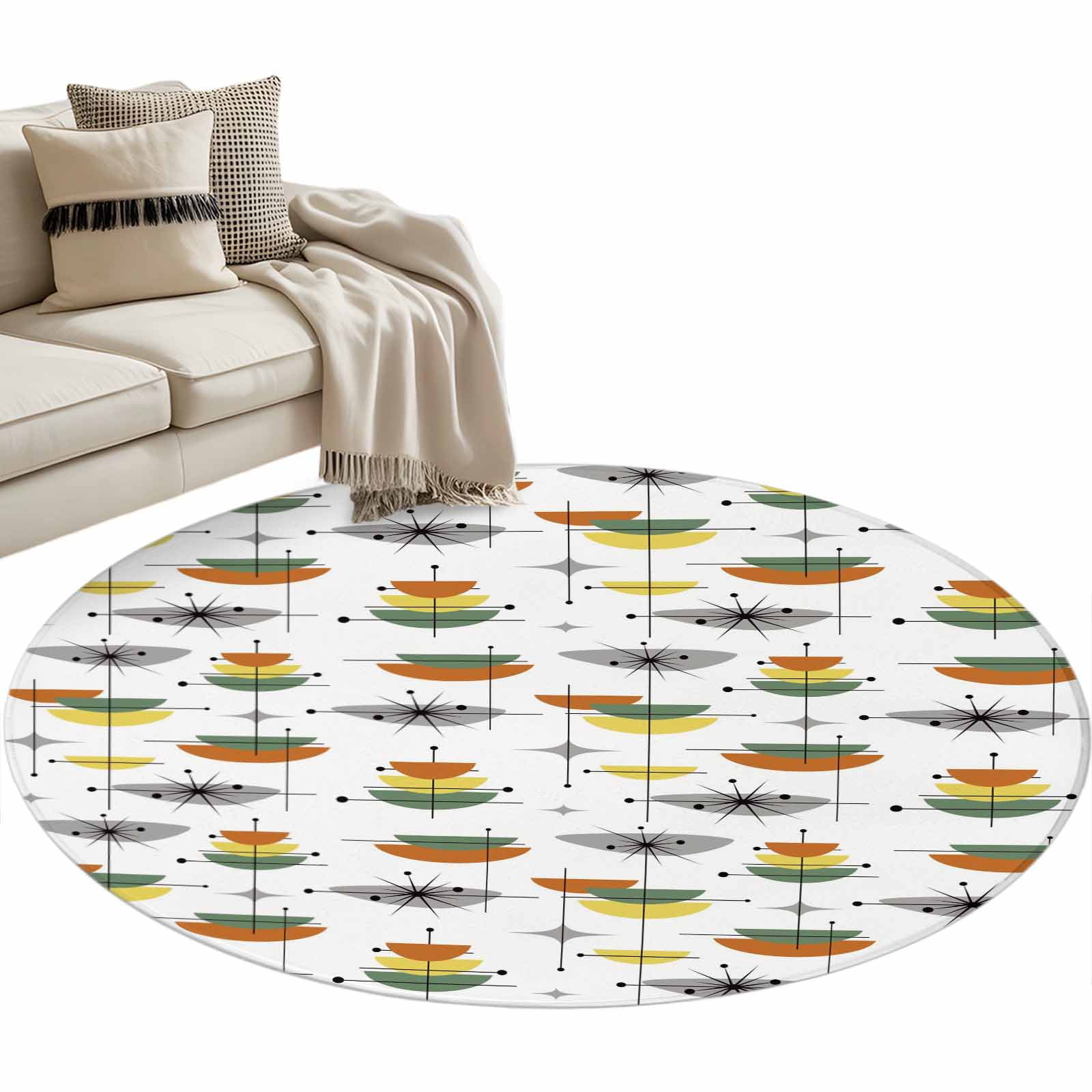 Round Rugs 3 Ft, Sage Green Boho Non Slip Area Rugs for Kitchen Bedroom ...