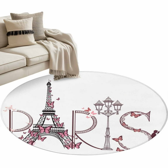 Round Rugs 4 Ft, Valentine's Day Non Slip Area Rugs for Kitchen Bedroom ...