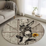Round Rugs 4Ft, Funny Farm Animals Round Area Rug Washable Indoor Throw ...