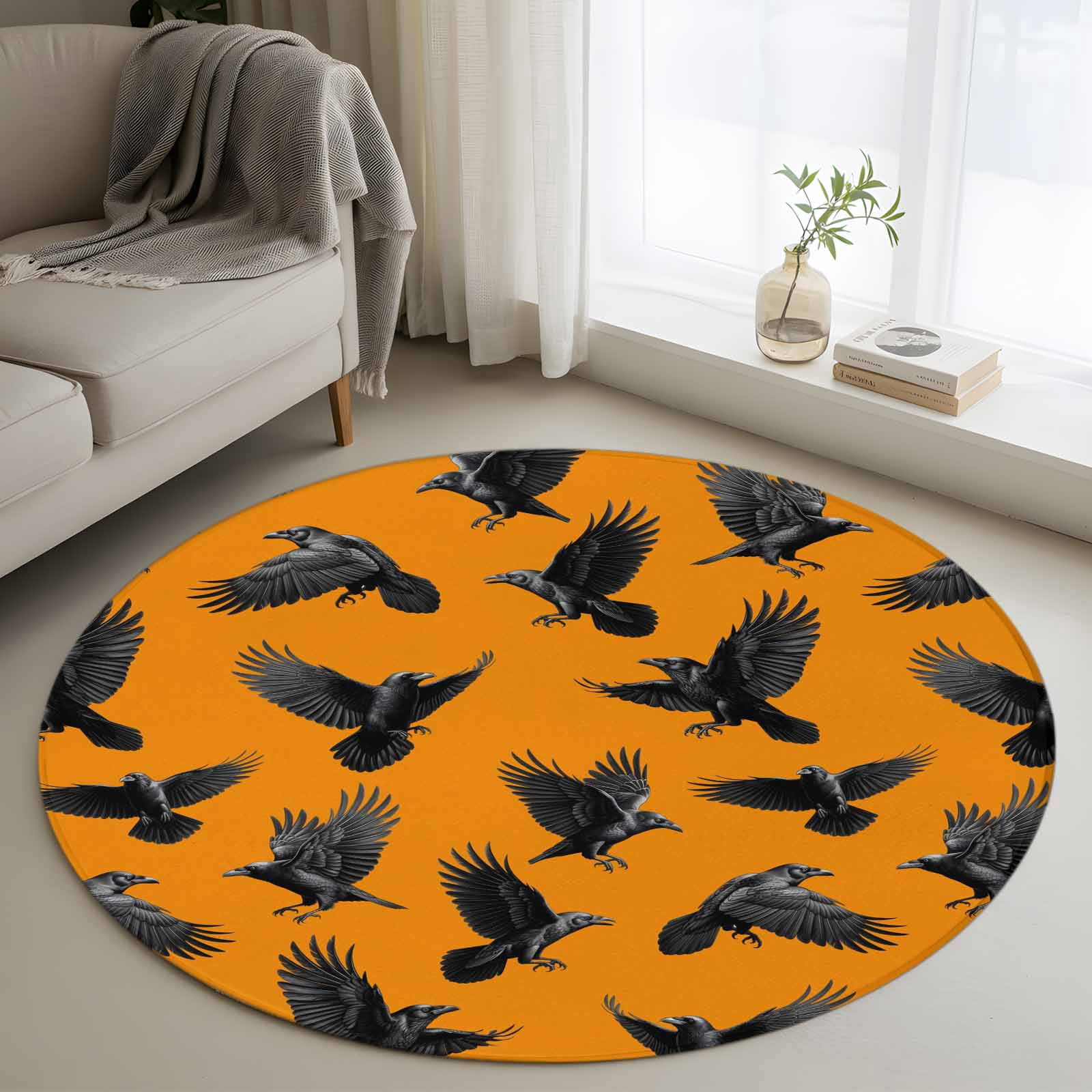 Round Rugs 4Ft, Halloween Round Area Rug Washable Indoor Throw Carpet ...