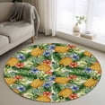 Round Rugs 4Ft, Pineapple Round Area Rug Washable Indoor Throw Carpet ...