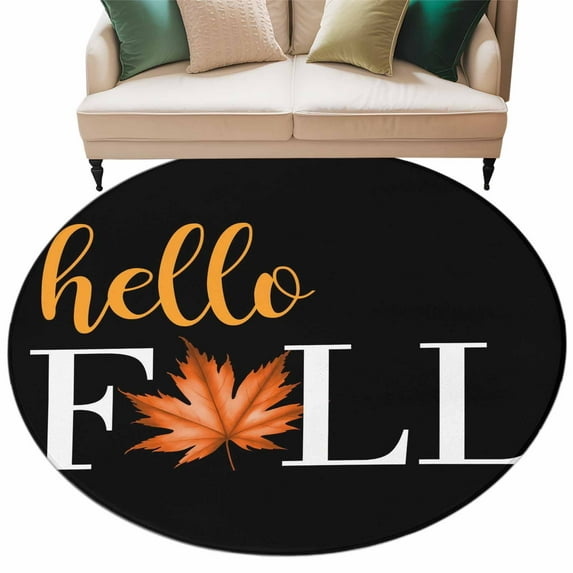 Round Rugs 5 Ft, Hello Fall Non Slip Area Rugs for Kitchen Bedroom ...