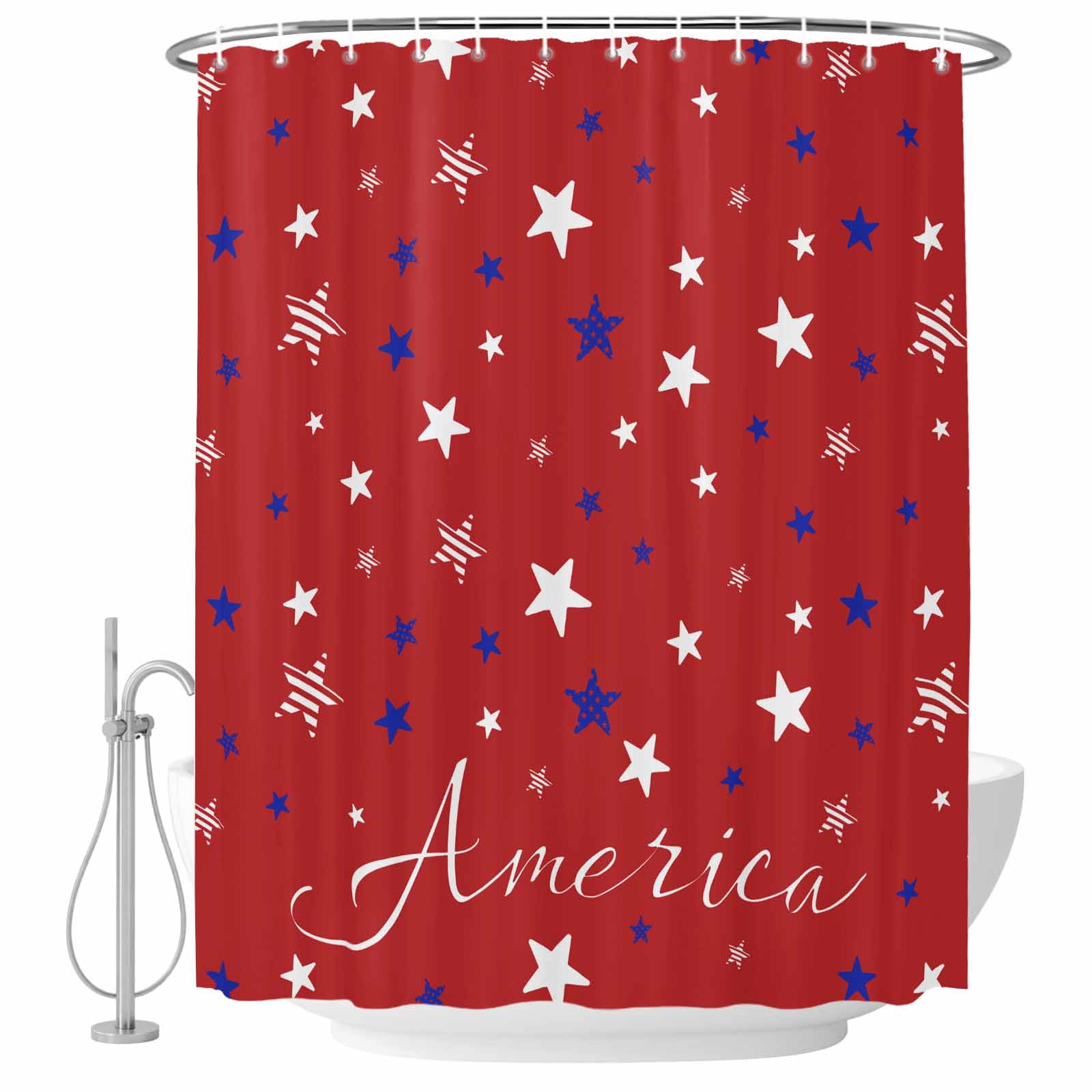 Xipuska 4th of July Shower Curtain - Water Repellent Fabric Shower ...