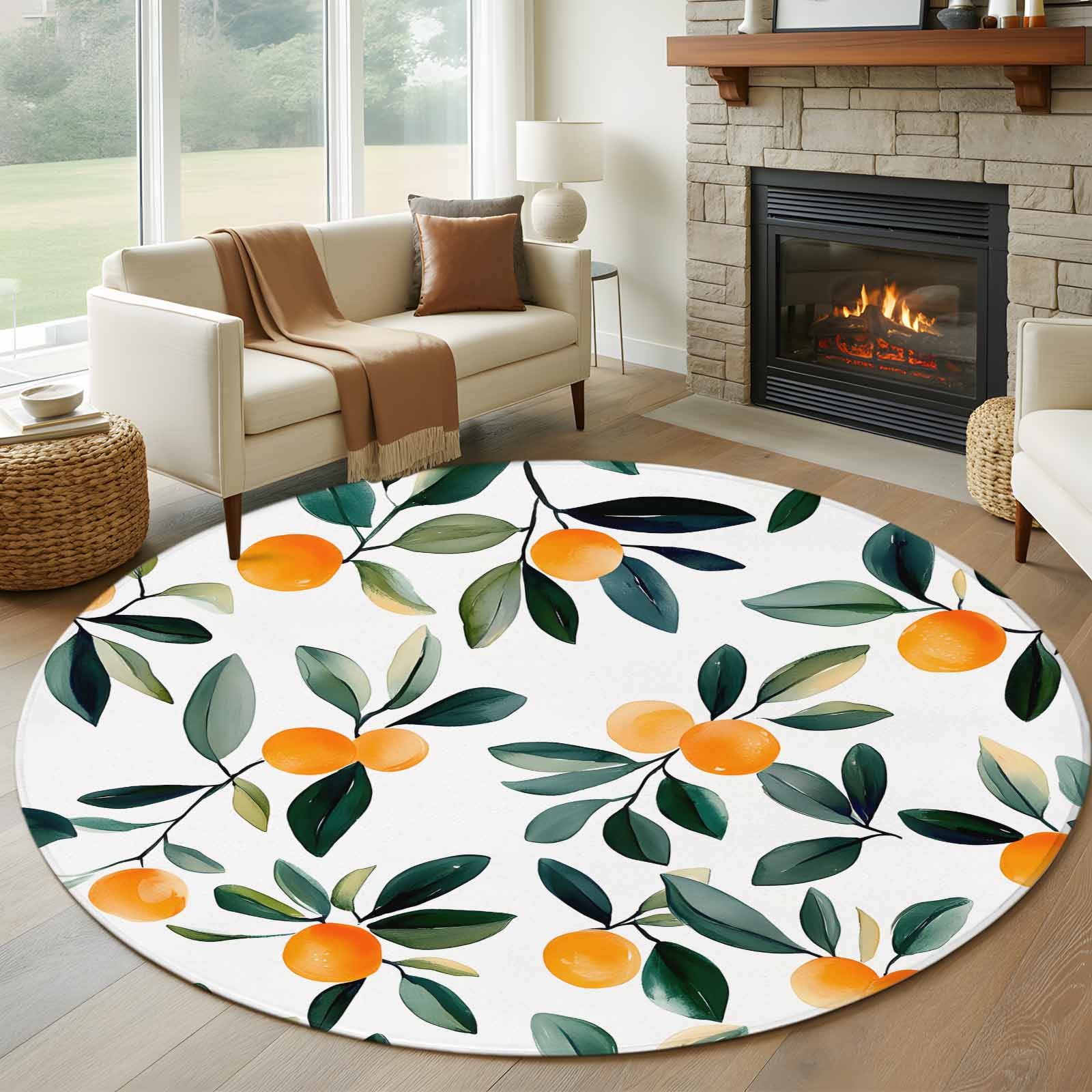 Round Rugs 5Ft, Burnt Orange Round Area Rug Washable Indoor Throw ...