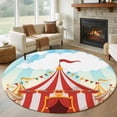 Round Rugs 5Ft, Cartoon House Round Area Rug Washable Indoor Throw ...
