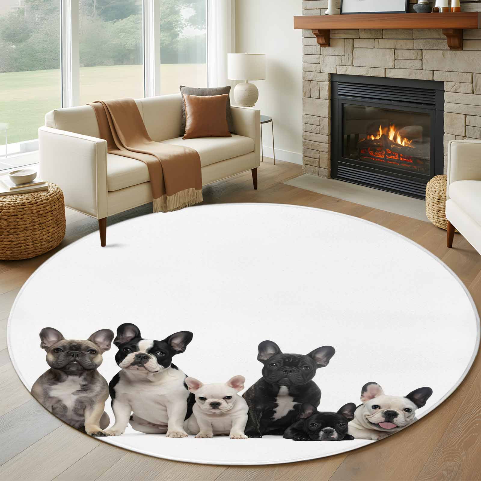 Round Rugs 5Ft, Dogs Round Area Rug Washable Indoor Throw Carpet ...