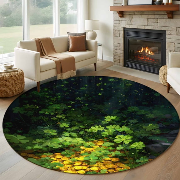 Round Rugs 6 Ft, St. Patrick's Day Non Slip Area Rugs for Kitchen ...