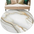 Round Rugs 6 Ft, White Golden Marble Non Slip Area Rugs for Kitchen ...