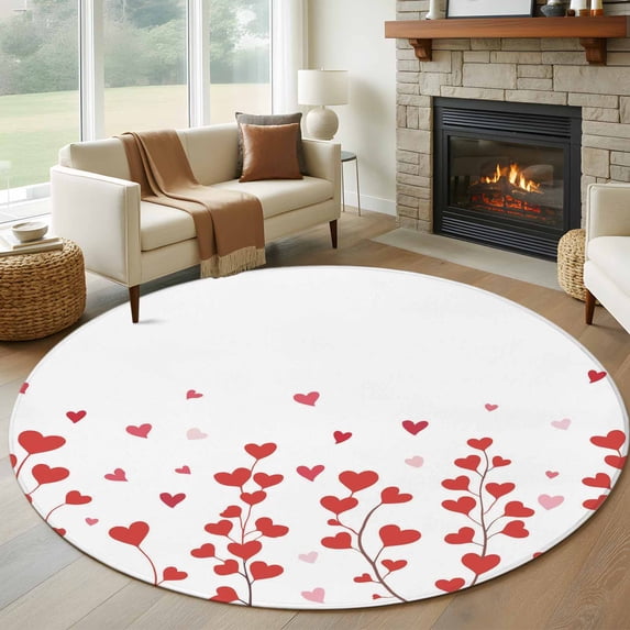 Round Rugs 7 Ft, Valentine's Day Non Slip Area Rugs for Kitchen Bedroom ...