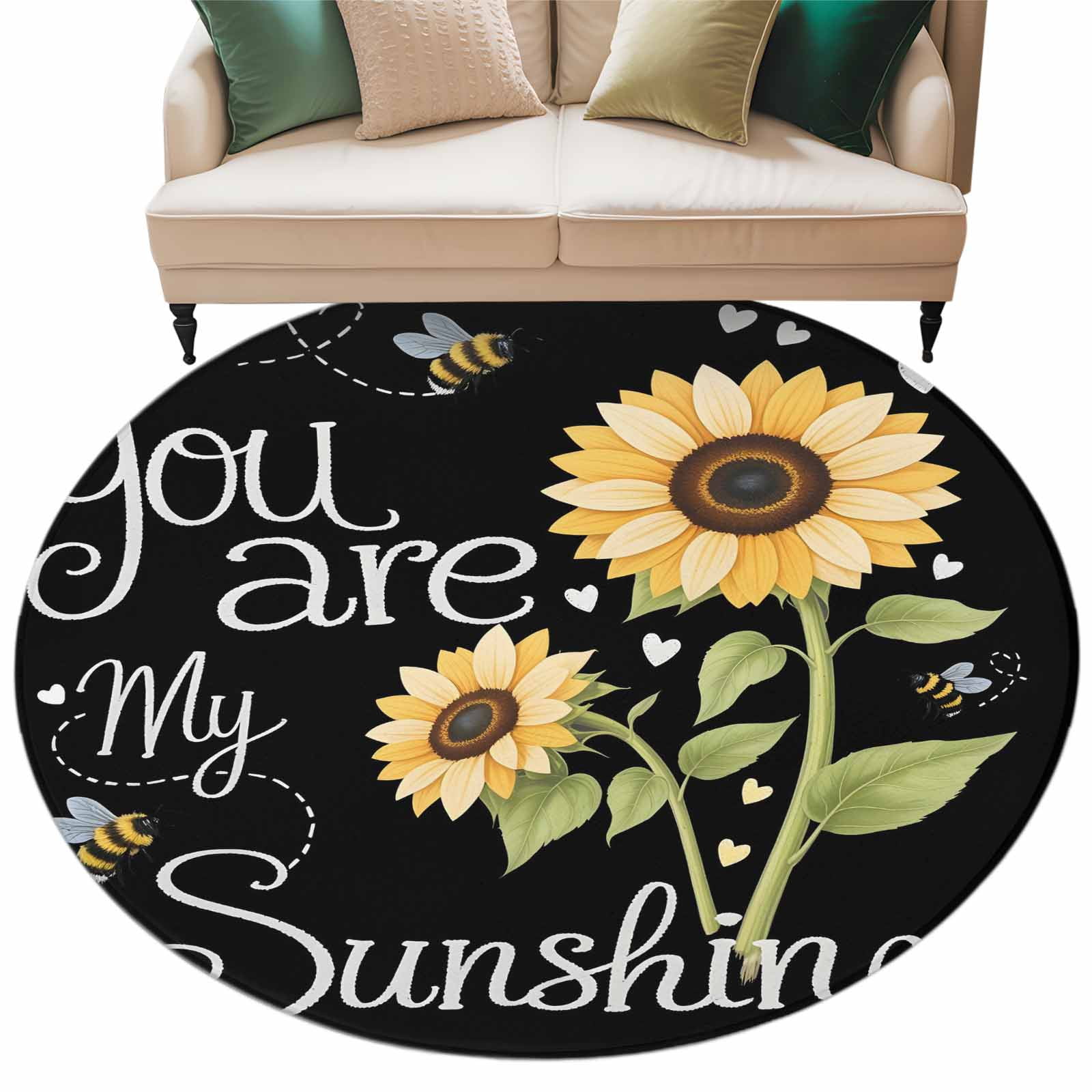 Round Rugs 7 Ft, You Are My Sunshine Non Slip Area Rugs for Kitchen ...