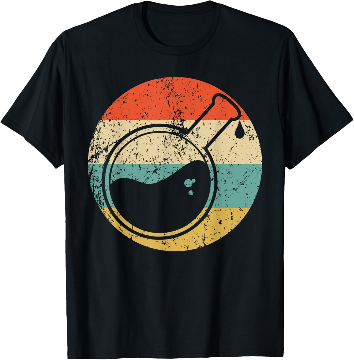 Round Science Beaker Flask Retro Science Scientist T-Shirt men and ...