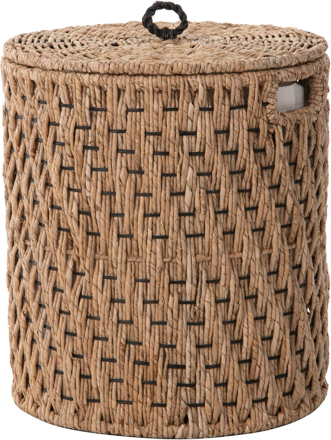 Round Sea Grass Laundry Basket with Removable Liner and Lid with Handle - Handwoven Seagrass in ...