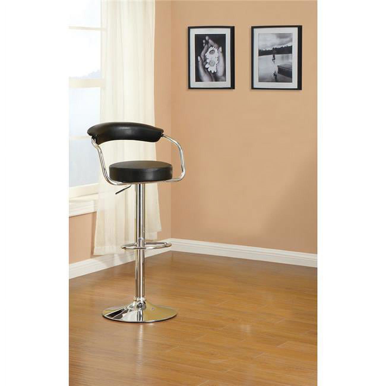 Round Seat Bar Stool With Gas Lift Black and Silver Set of 2 - Walmart.com