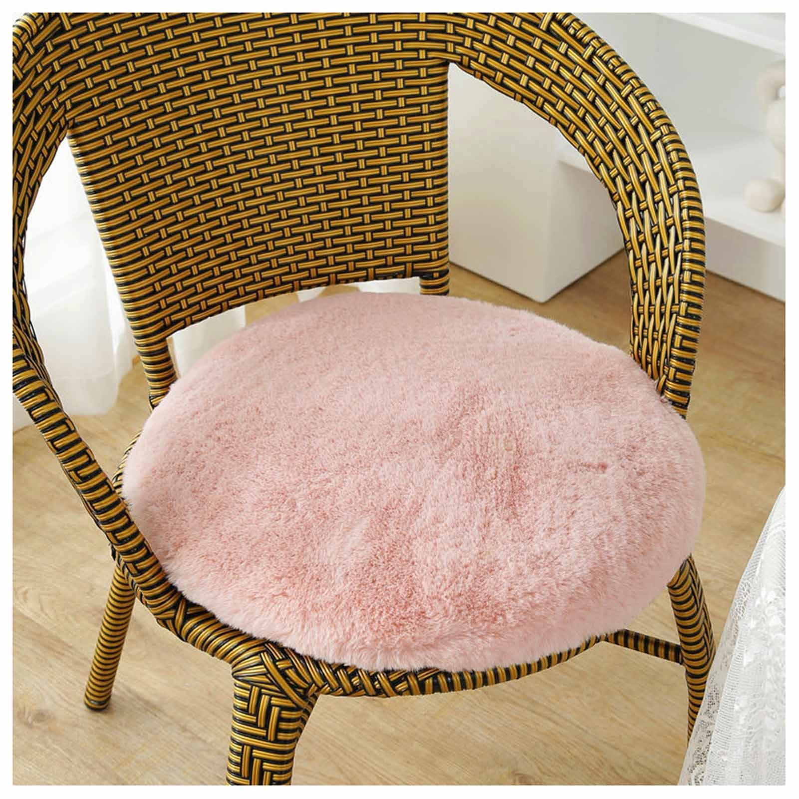 Round Seat Cushion, Cute Furry Chair Cushion,Soft Fluffy Chair Seat ...