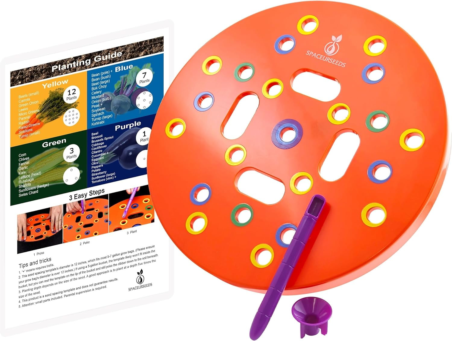 Round Seed Planting Template by – Patented Color-Coded Garden Spacing ...