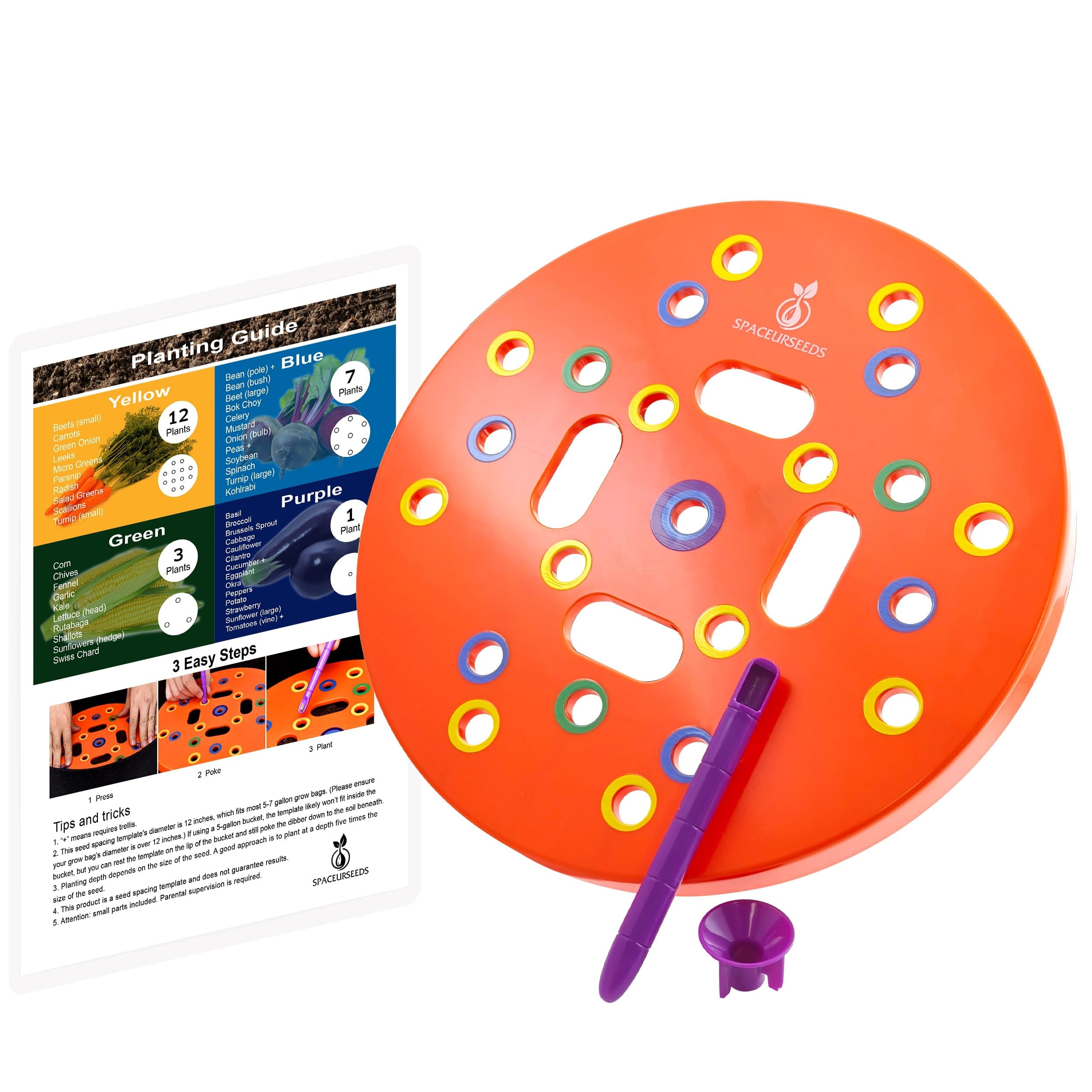 Round Seed Planting Template by Spaceurseeds SMR- Patented Color-Coded ...