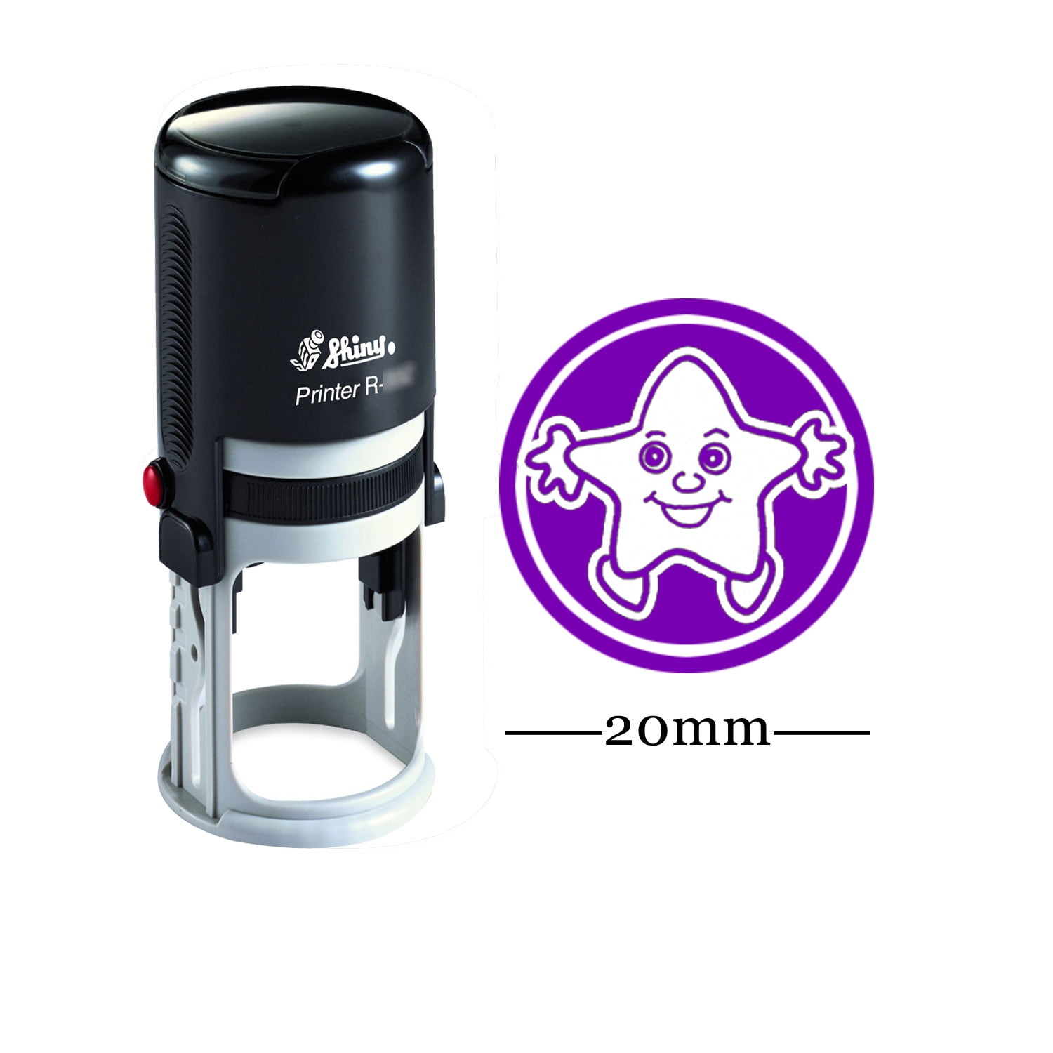 Round Self Inking Kids Teacher Stamp STAR Design Custom Shiny 20mm ...