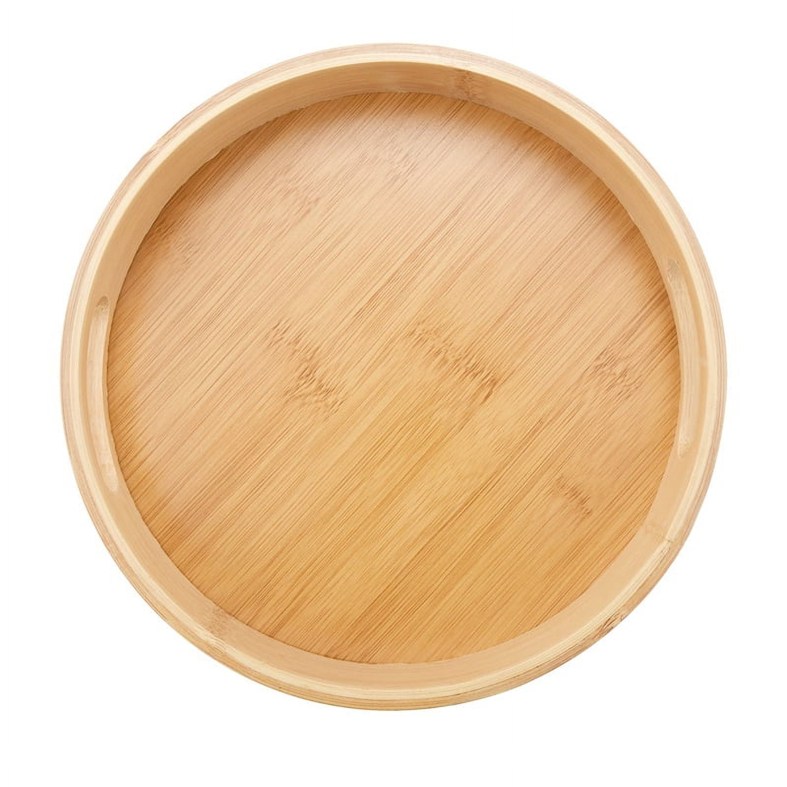 Round Serving Bamboo Wooden Tray for Dinner Trays Tea Bar Breakfast ...