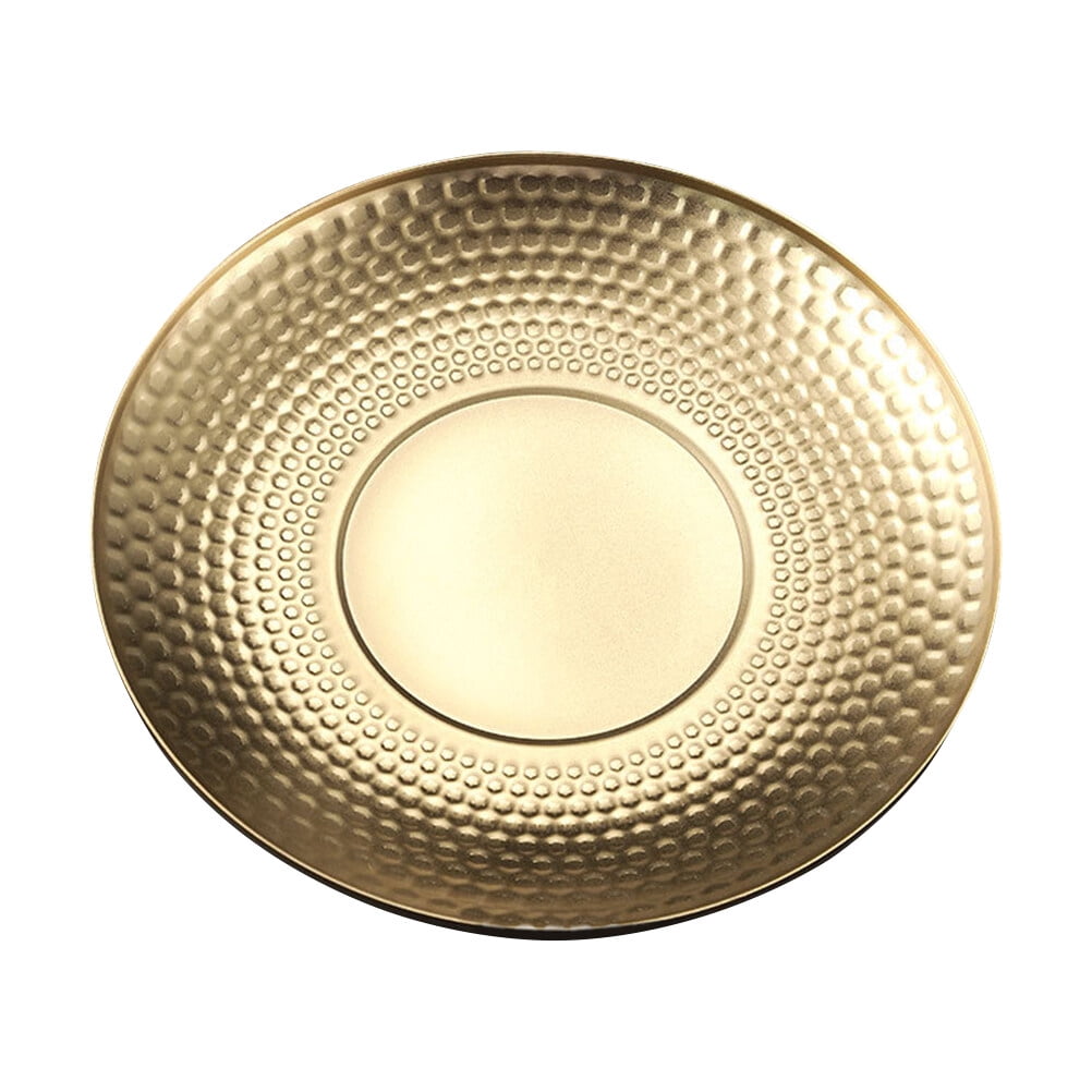 Round Serving Plate Hammered Cake Food Fruit Cakes Gold Decor Party ...