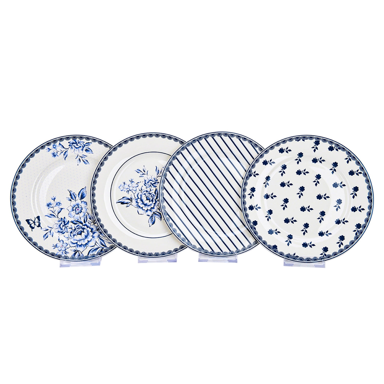 Round Serving Plate Vintage Indigo Dessert Plate Set of 4 Appetizer ...