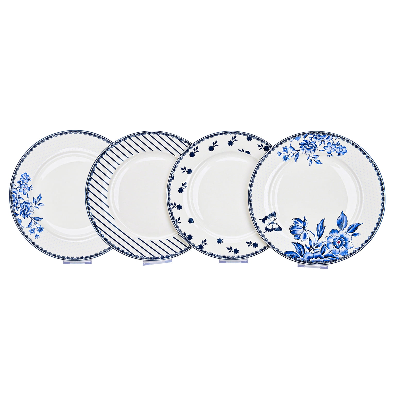 Round Serving Plate Vintage Indigo Dinner Plate Set of 4 Appetizer ...