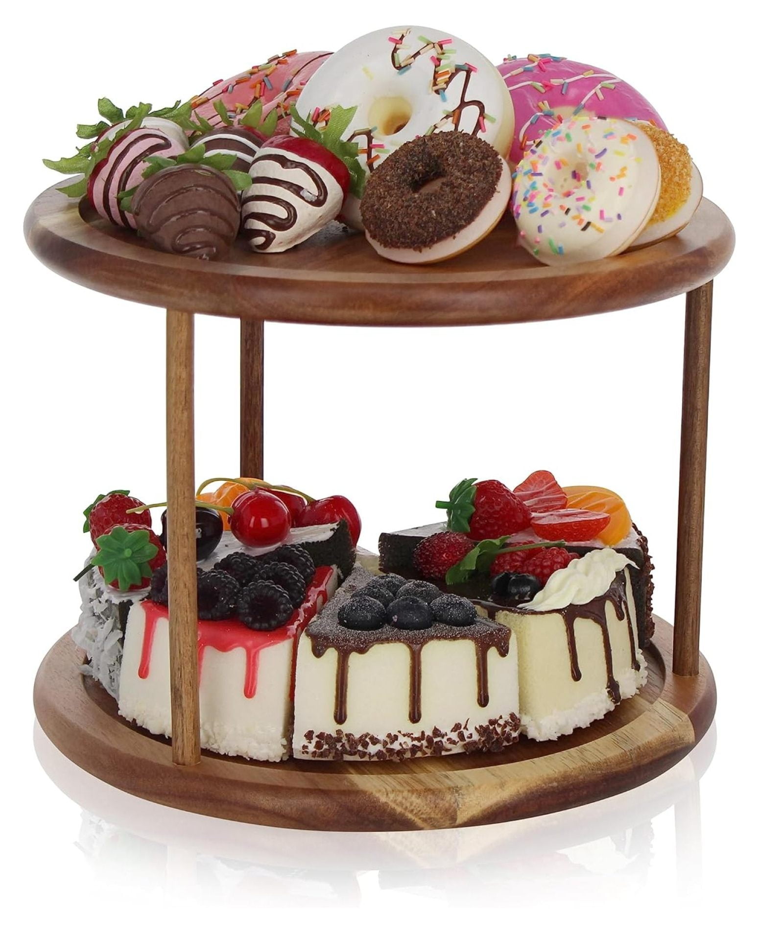 Round Serving Platter - 2-Tier Serving Tray for Desserts, Cookies, Tea ...