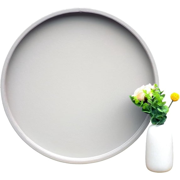 Round Serving Tray - Textured PU Leather Coffee Table Heat- Large ...