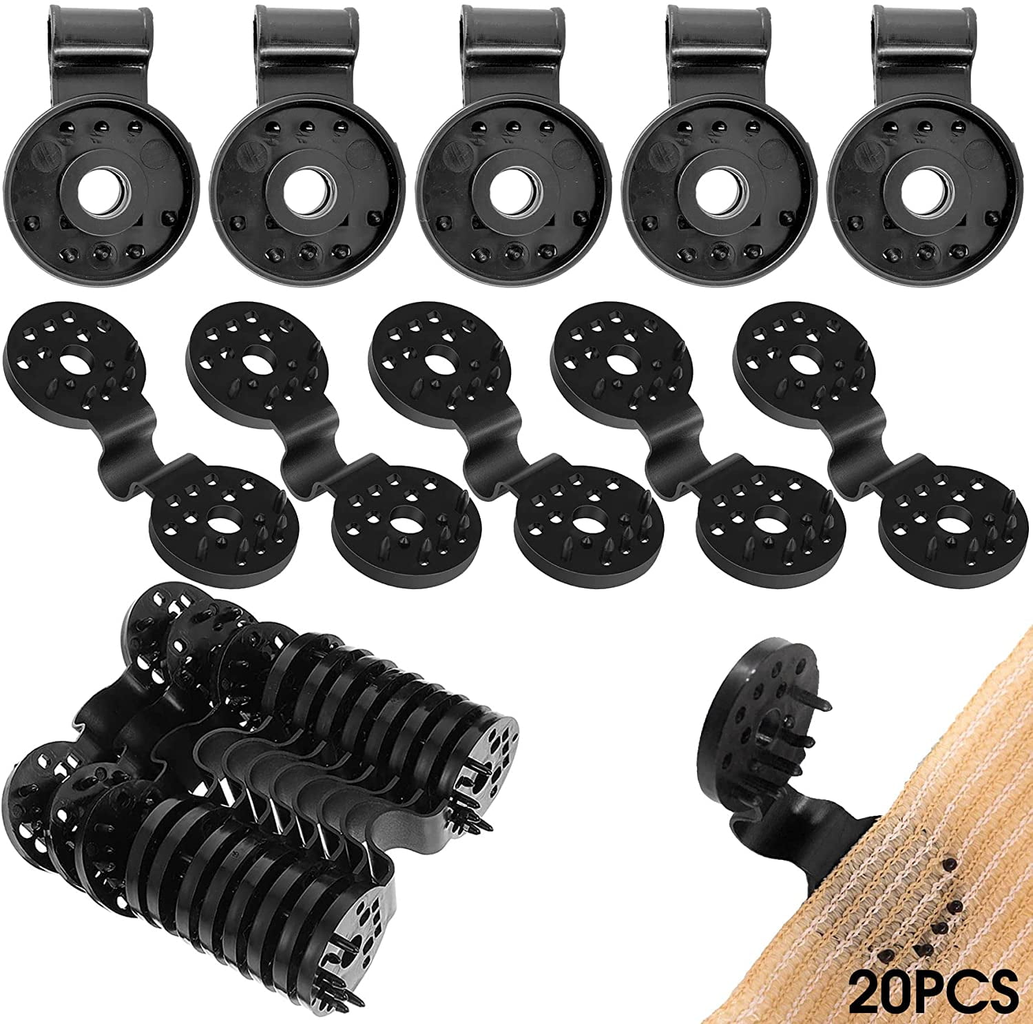 Round Shade Cloth Clips, 20 Pieces Gardening Shade Net Hang Clips ...