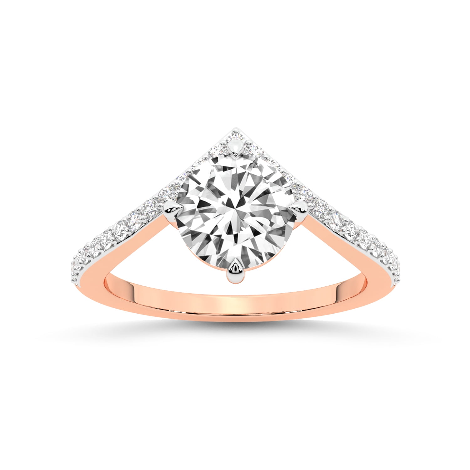Round Shape 1 Carat IGI Certified Lab Grown Diamond Ring | 14K Rose ...