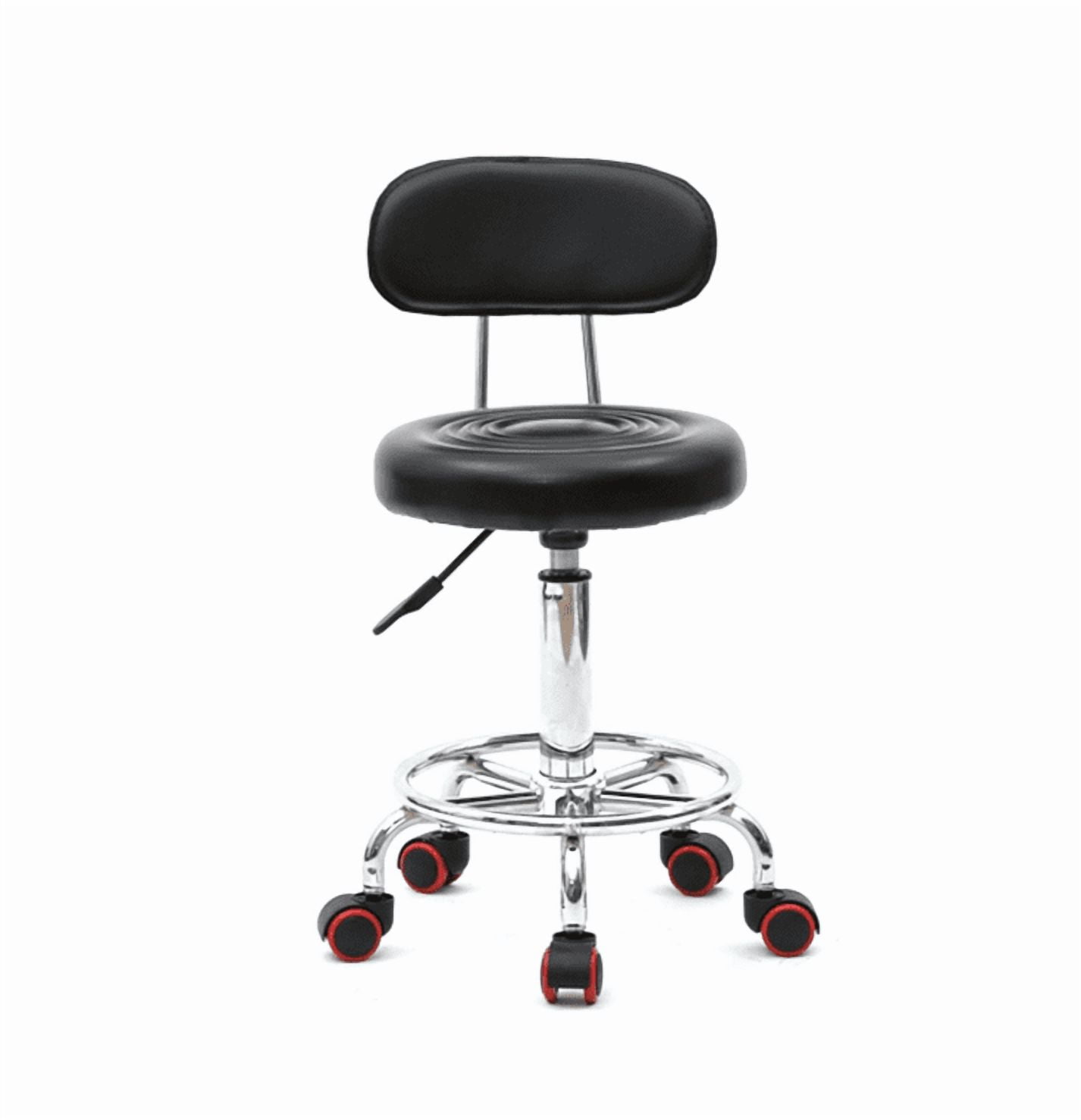 Round Shape Adjustable Salon Stool with Back and Line Black XH ...