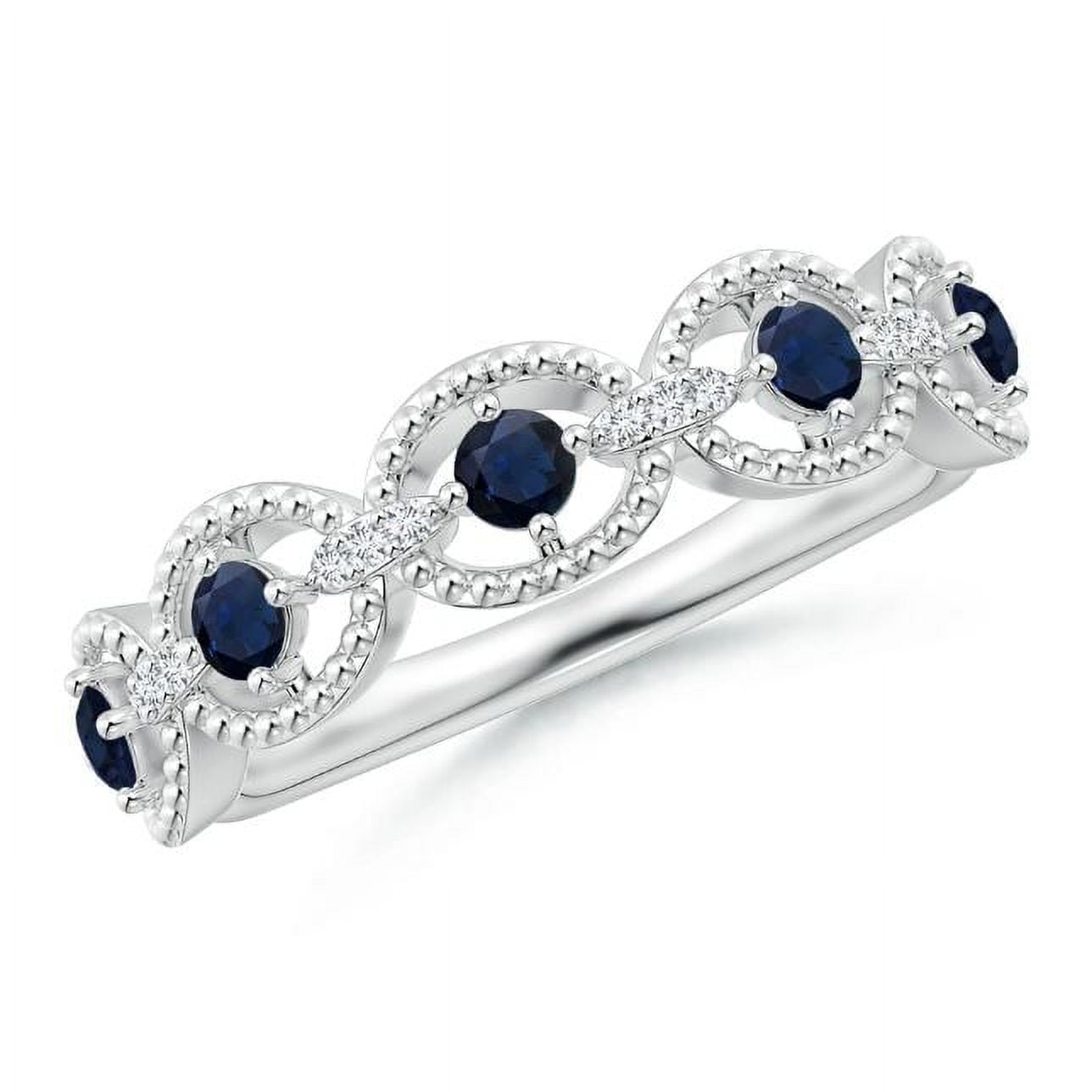 Round Shape Blue Sapphire Eternity Band Ring 925 Sterling Silver ...