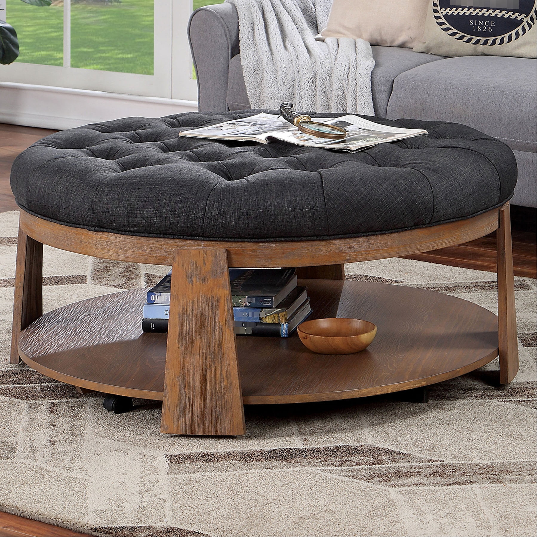 Round Shape Design - Solid Wood Build - Family Living Space - Tufted ...