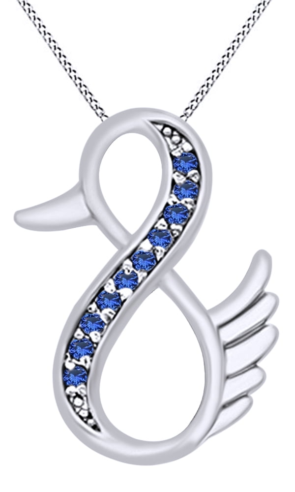 AFFY Round Shape Duck Infinity Pendant Necklace In 14K White Gold Over ...