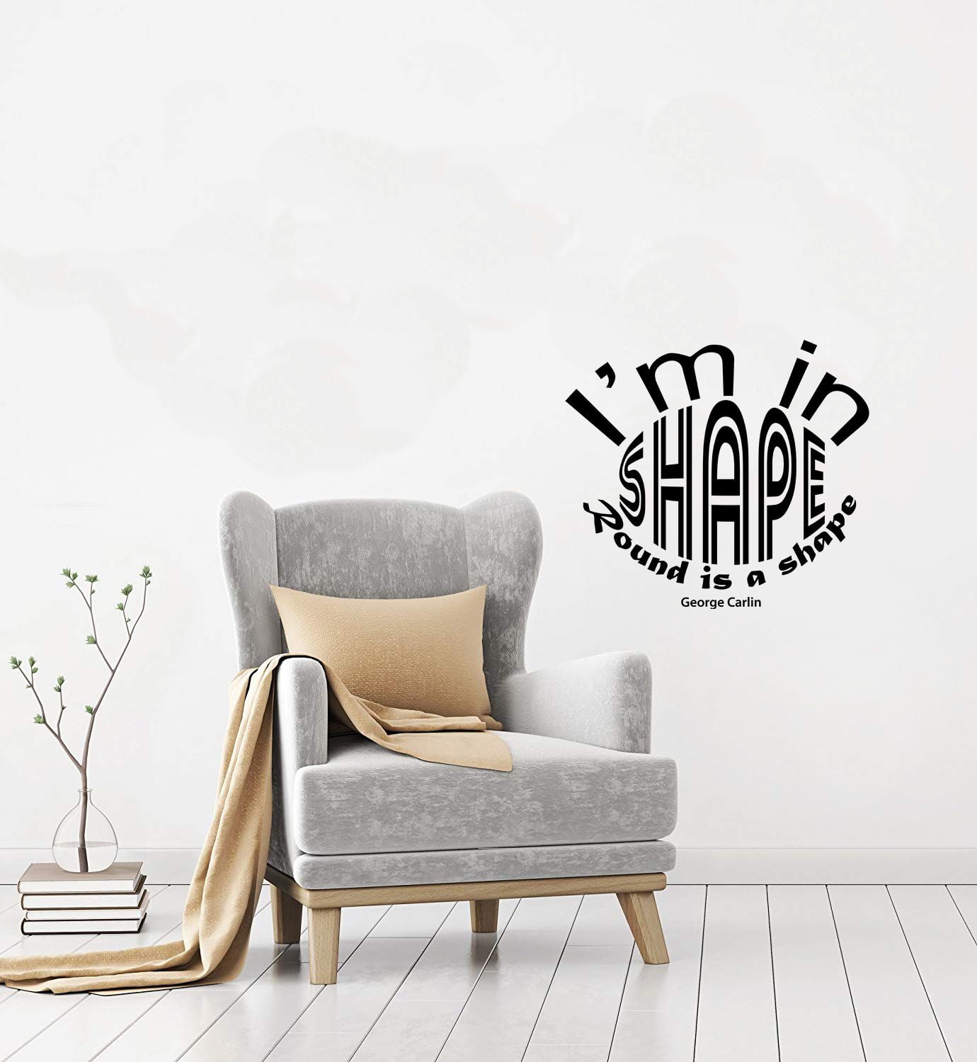 Round is a Shape Funny Fitness Quote Humor Quotes Wall Sticker Art ...