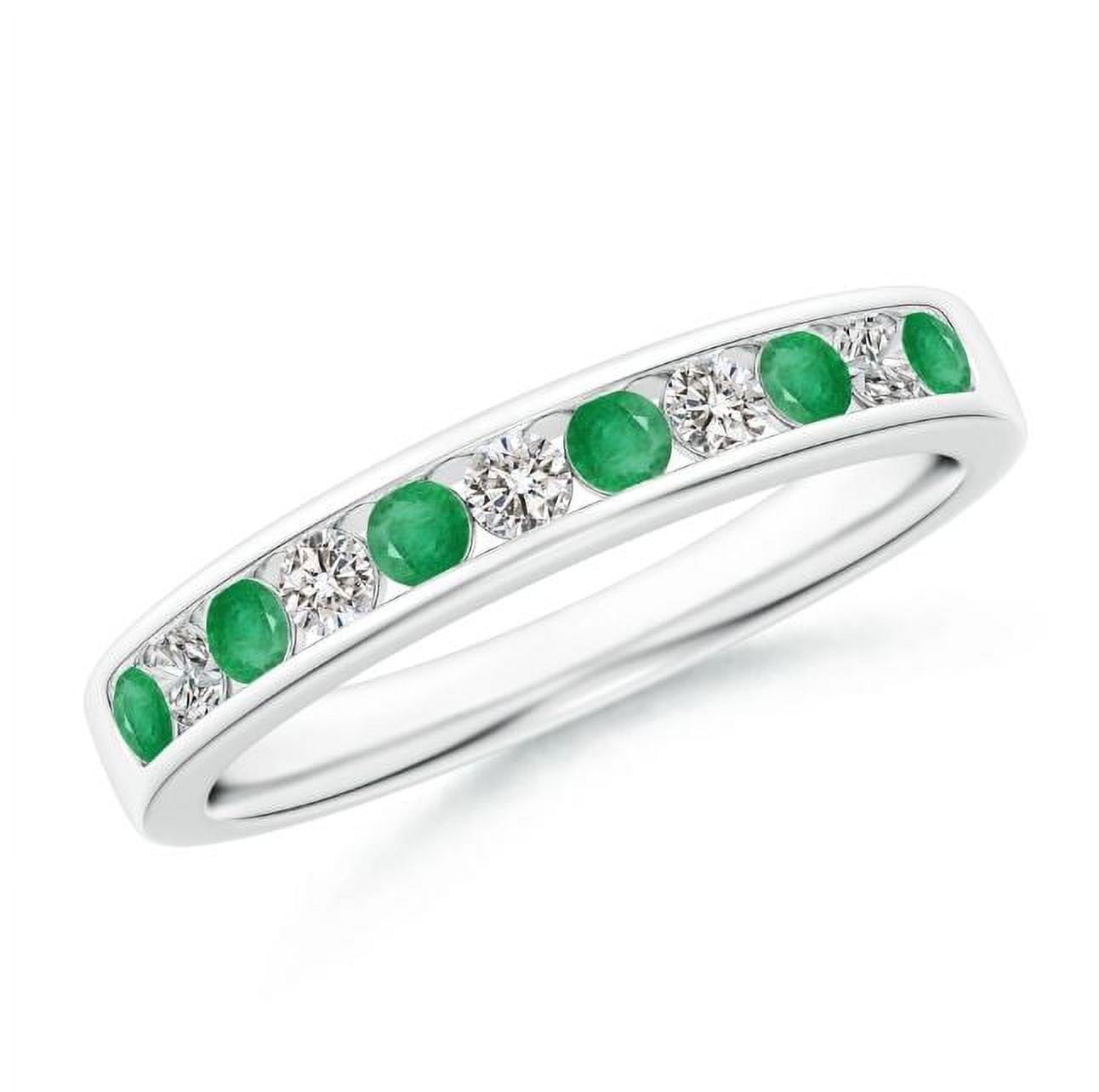 Round Shape Green Emerald CZ Diamond Eternity Band Ring Women 925 ...