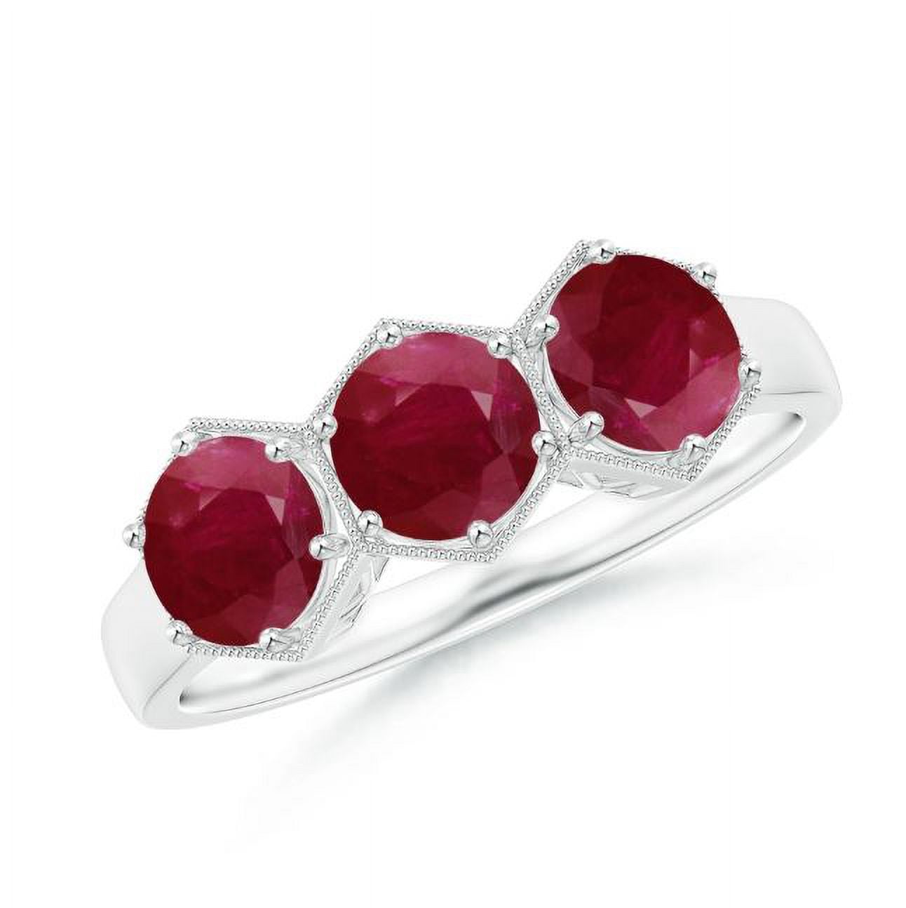 Round Shape Red Ruby Band Ring Women 925 Sterling Silver July ...