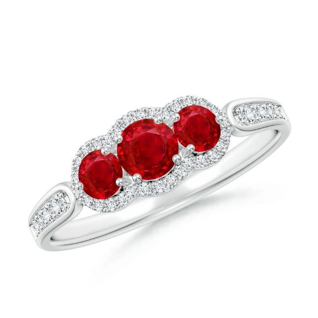 Round Shape Red Ruby CZ Diamond Band Ring Women 925 Sterling Silver ...
