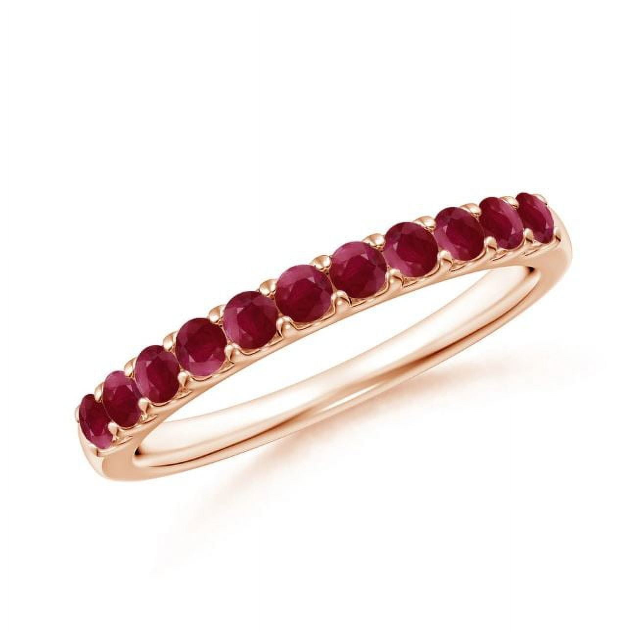 Round Shape Red Ruby Eternity Band Ring Women 925 Sterling Silver Rose ...
