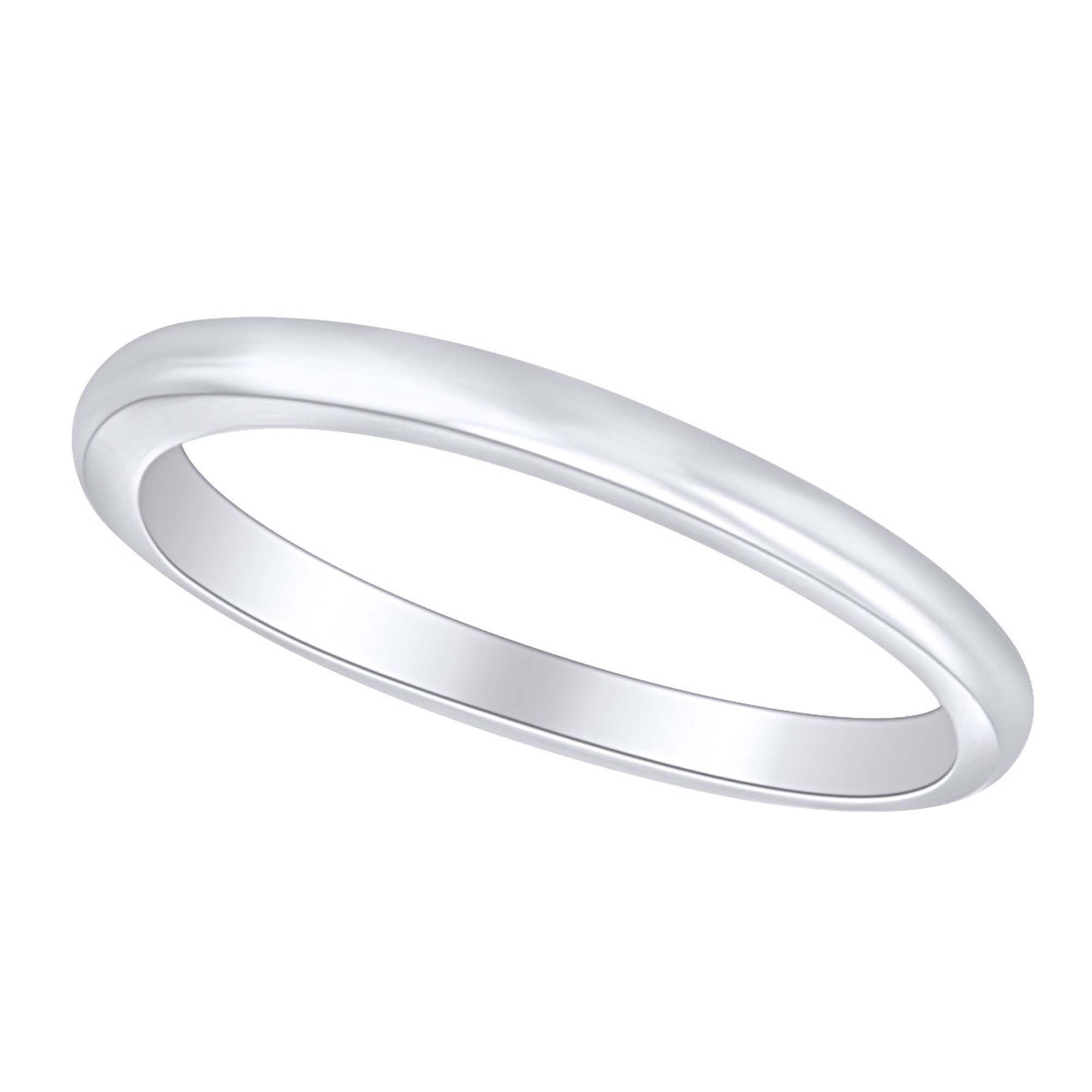 AFFY Round Shape Simple Polished Engagement Ring 14K Solid White Gold ...