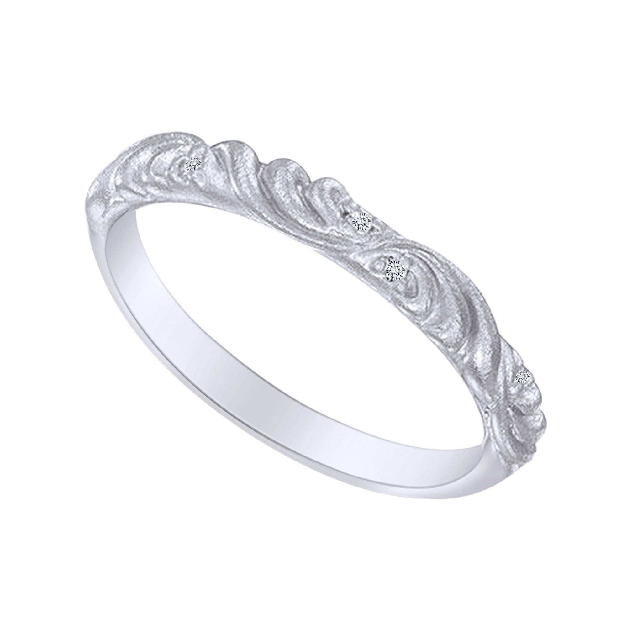 AFFY Round Shape Simple Uniqe Beautiful Engagement Ring 14K Solid White ...