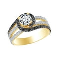 AFFY Round Shape Simulated Black & White CZ Halo Engagement Ring In 14k ...