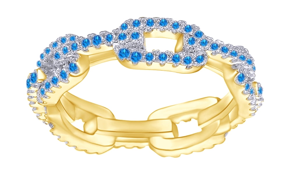 AFFY Round Shape Simulated Blue Topaz CZ Buckle Knot Eternity Chopper ...
