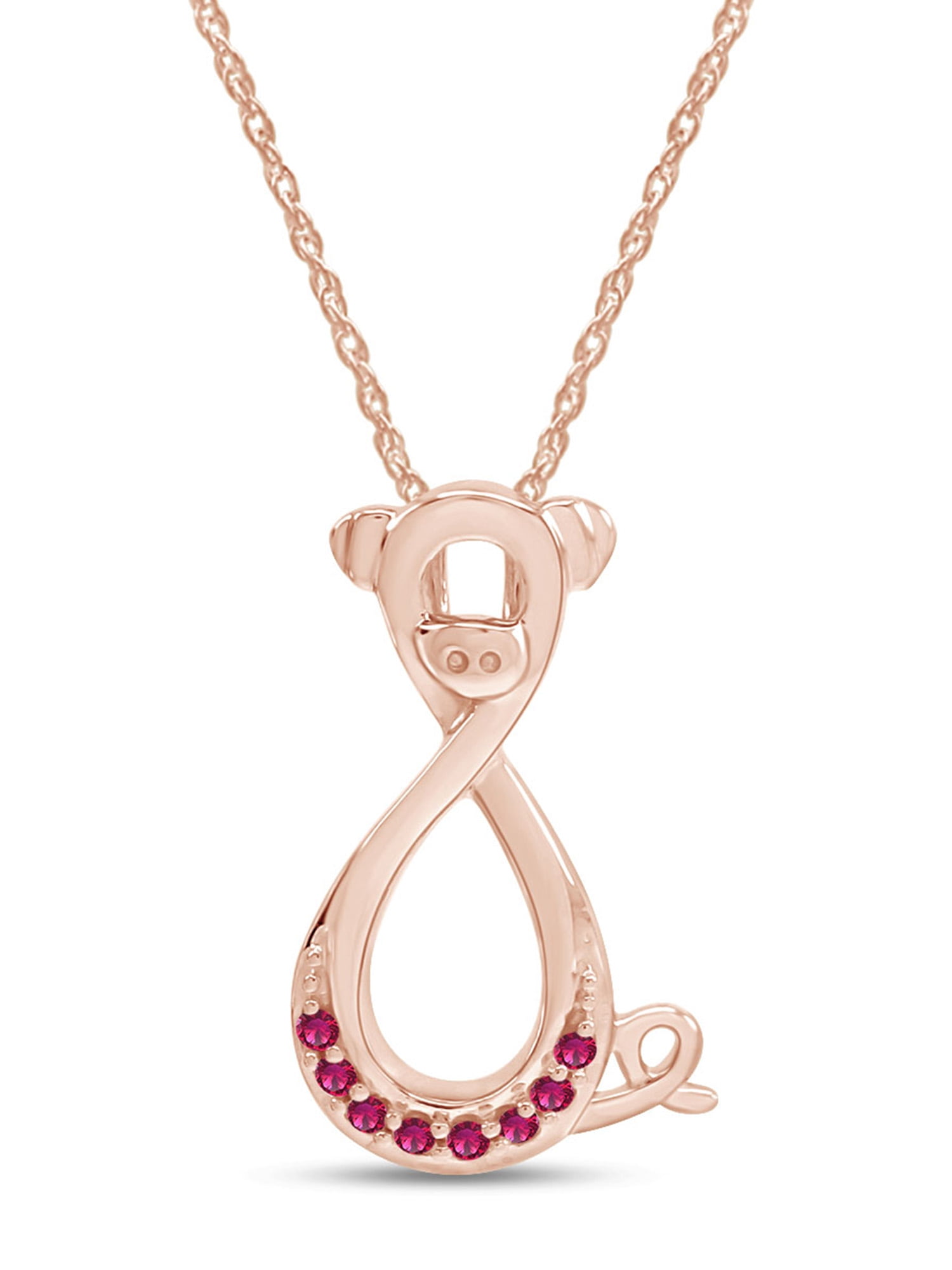 AFFY Round Shape Simulated Ruby Pig Infinity Pendant Necklace In 14K ...