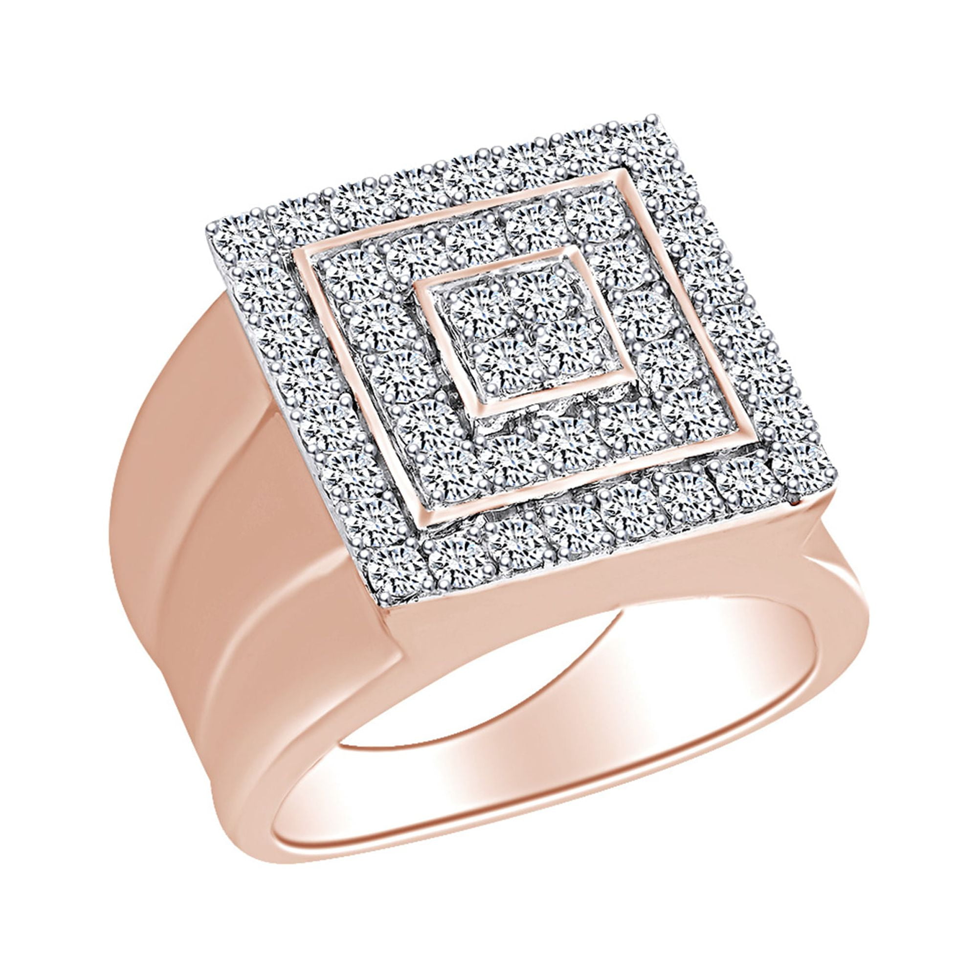 AFFY Round Shape Simulated White Cubic Zirconia Men's Square Wedding ...