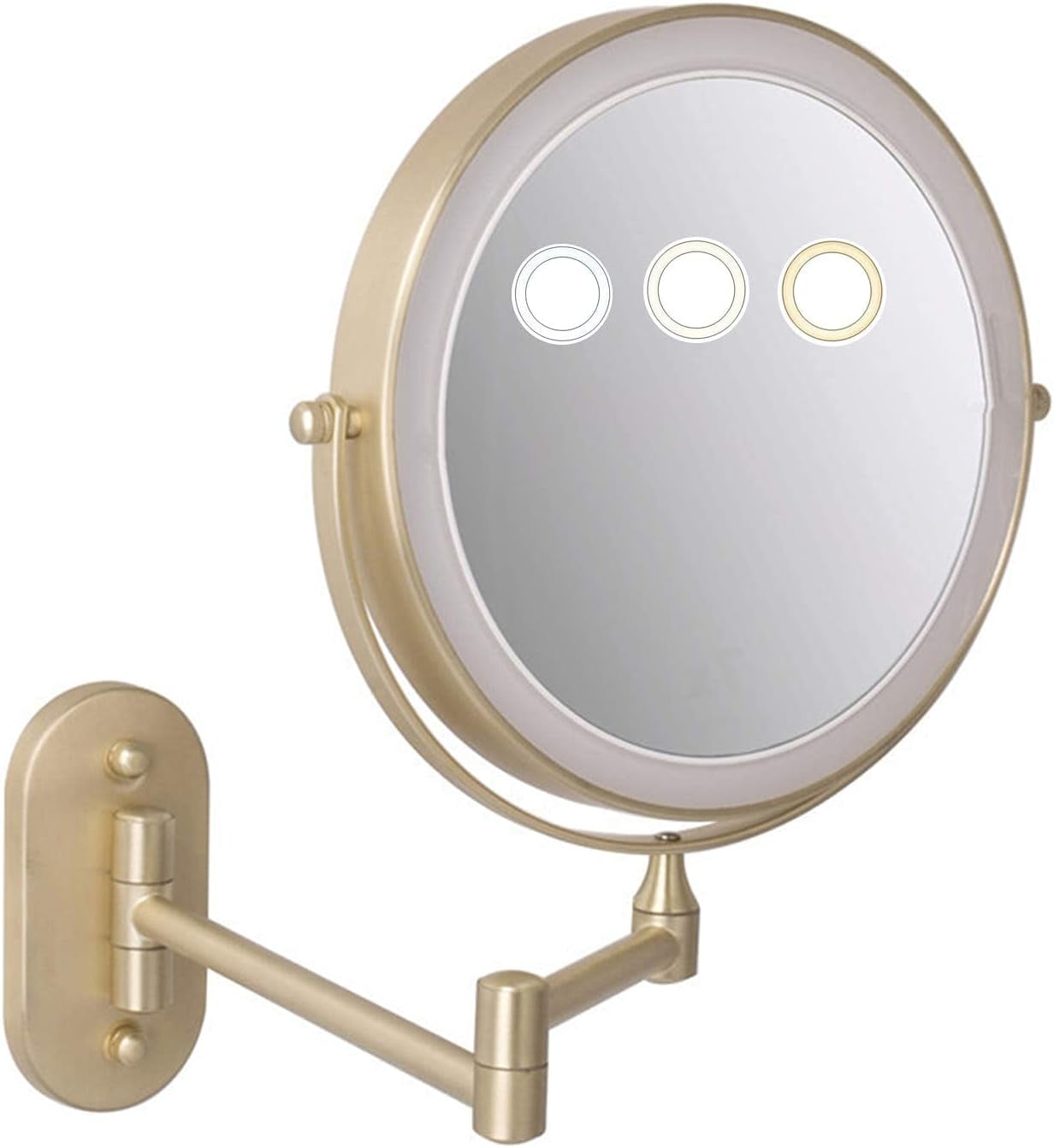 Round Shape Wall Mounted Shaving Mirror for Bathroom, USB Double-Sided ...