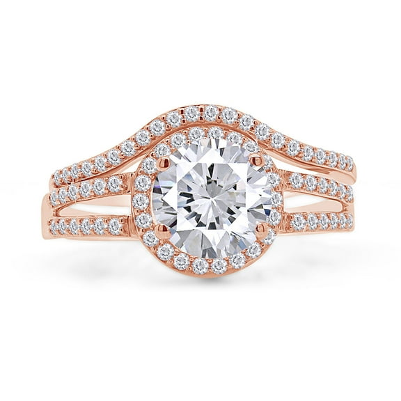 AFFY Round Shape White Cubic Zirconia 14k Rose Gold Over Sterling ...