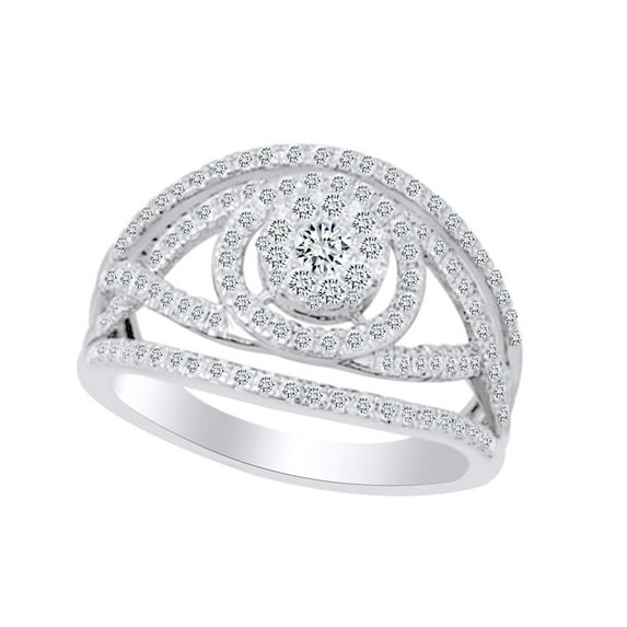 AFFY Round Shape White Cubic Zirconia Engagement Ring In 10k Solid ...