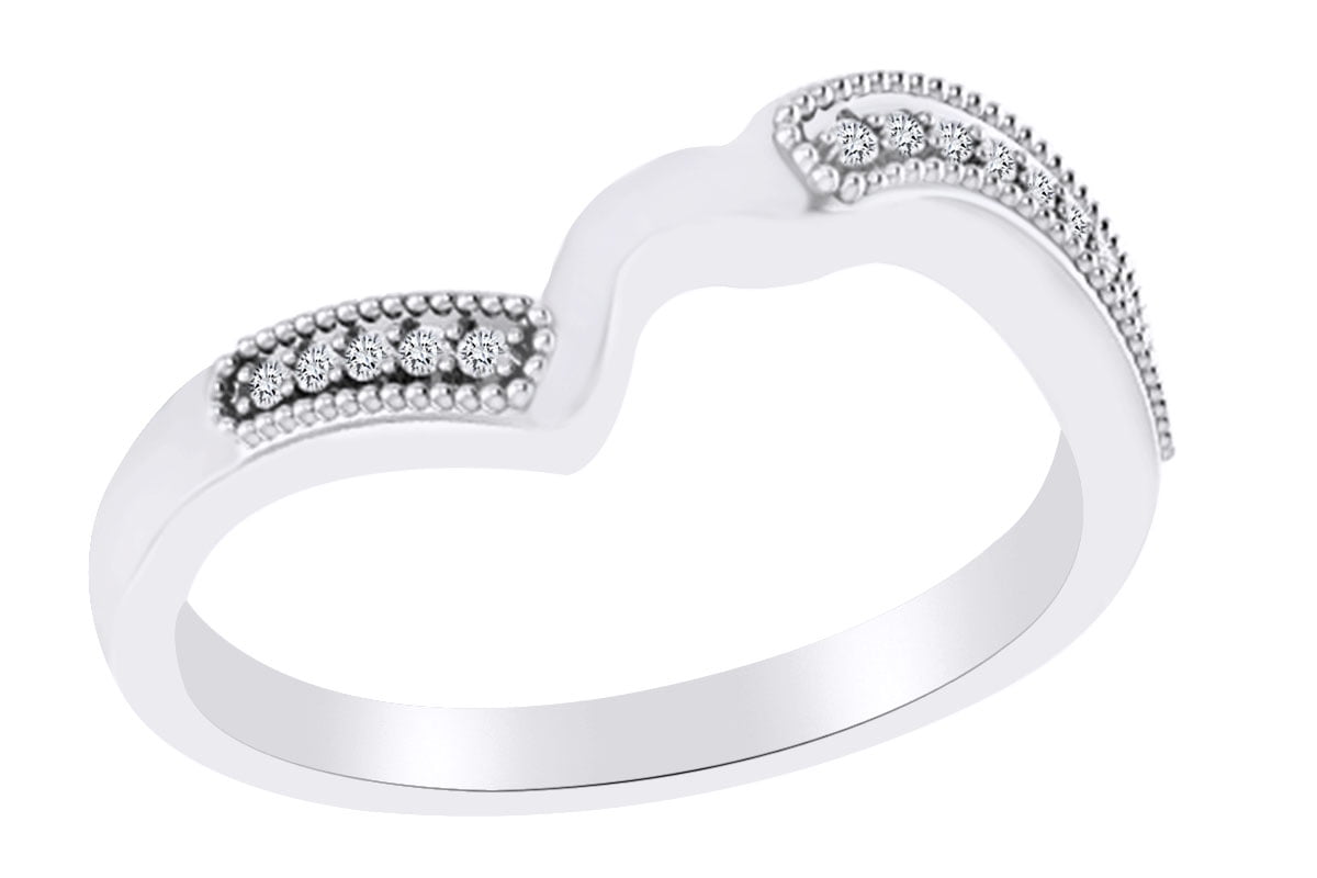 AFFY Round Shape White Cubic Zirconia Wedding Engagement Band Ring In ...