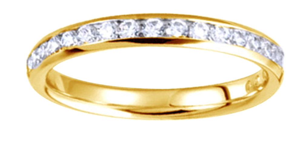 AFFY Round Shape White Diamond Accented Engagement Band Ring 14K Solid ...